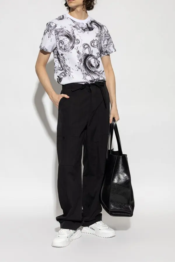 Versace Sports Shoes With Printed Logo - White