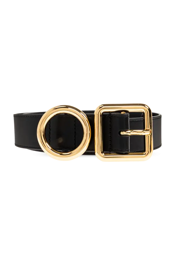Jacquemus Leather Belt With Gold-tone Buckle - Black