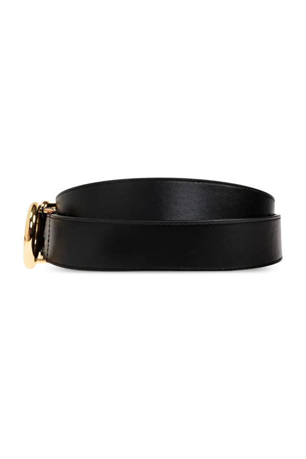 Jacquemus Leather Belt With Gold-tone Buckle - Black