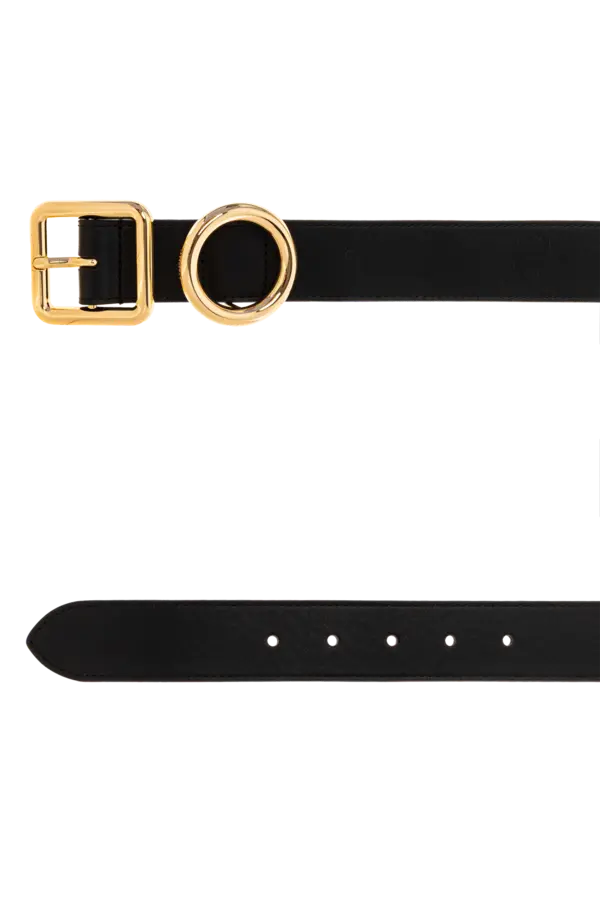 Jacquemus Leather Belt With Gold-tone Buckle - Black