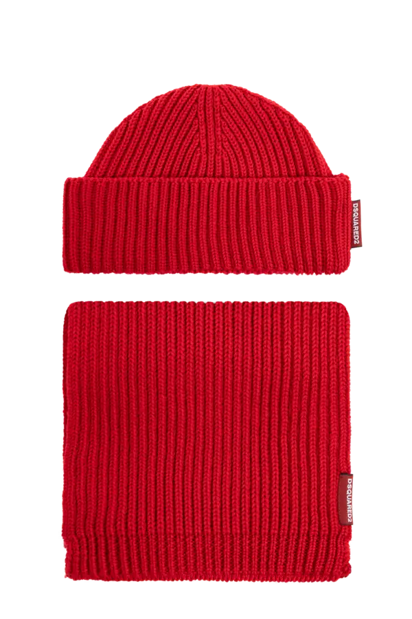 Dsquared2 Hat And Scarf Set - Red