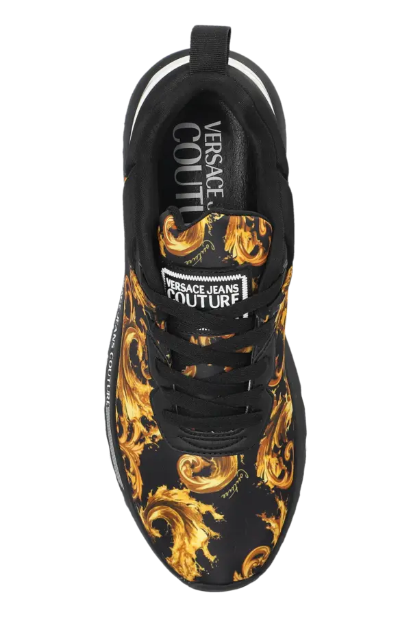 Versace Barocco Patterned Sports Shoes - Black