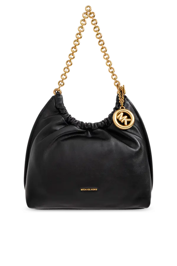 Michael Kors Leather Bucket Bag With Chain Strap - Black