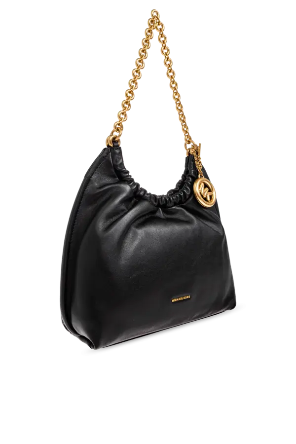 Michael Kors Leather Bucket Bag With Chain Strap - Black