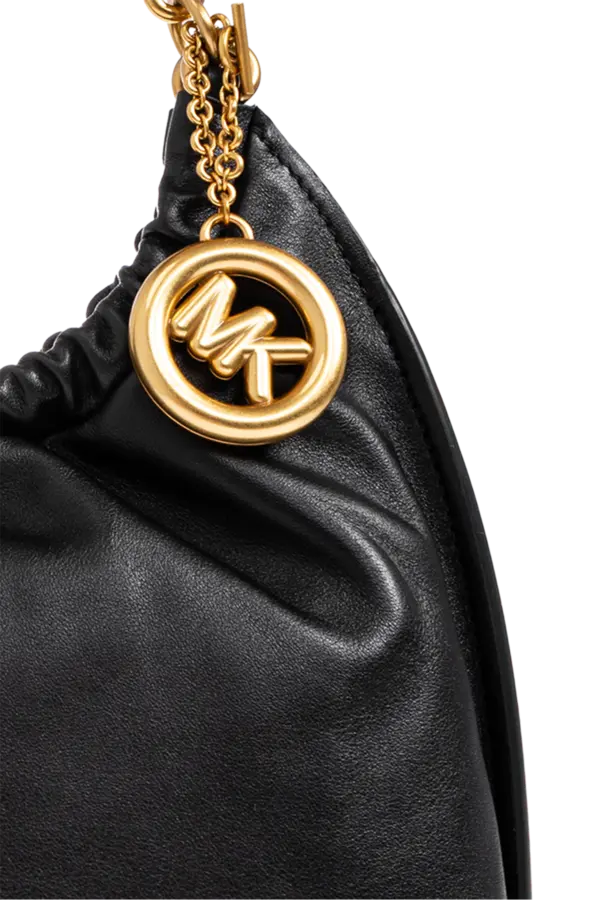 Michael Kors Leather Bucket Bag With Chain Strap - Black