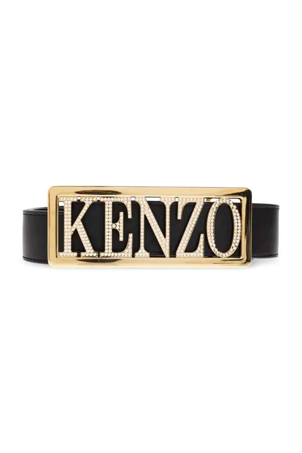 Kenzo Leather Belt With Logo - Black