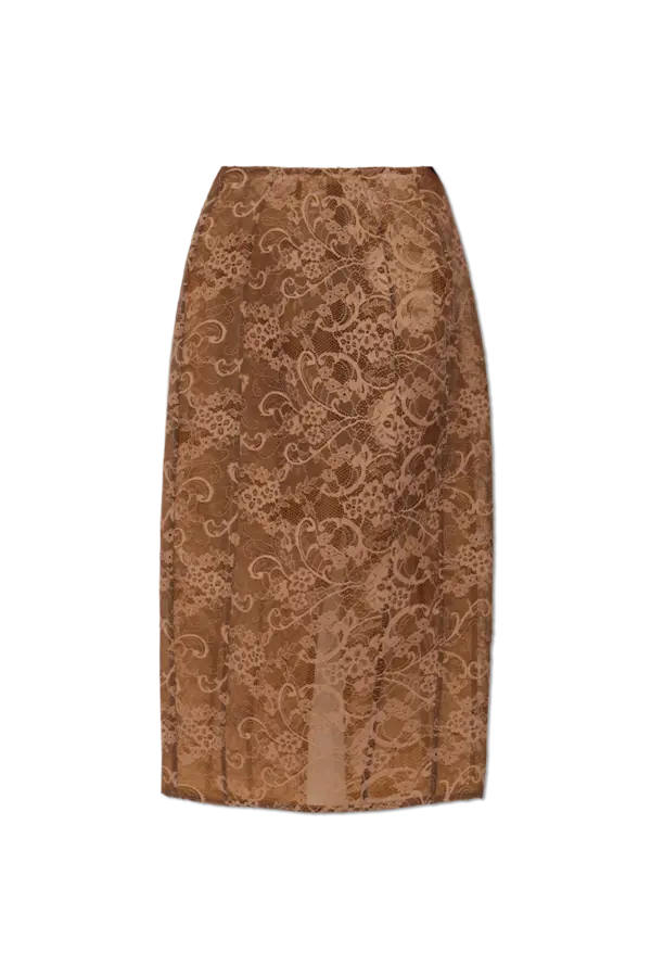 Acne Studios Lace Skirt With A Slit - Brown