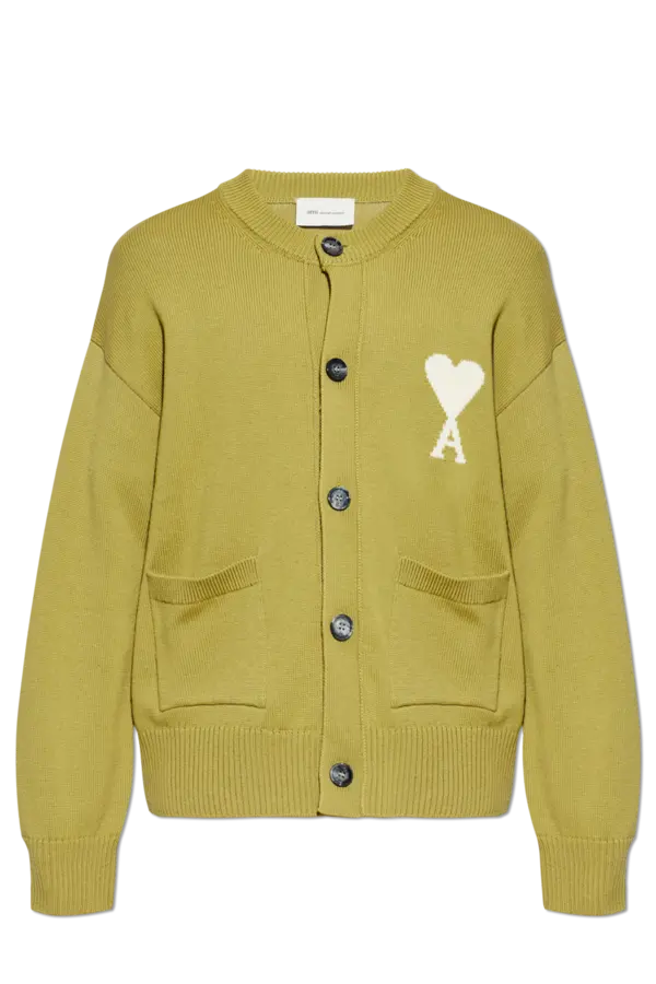 AMI Paris Cardigan With Pockets - Green