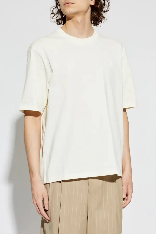 Ami Oversize" Embroidered Logo T-shirt - Cream