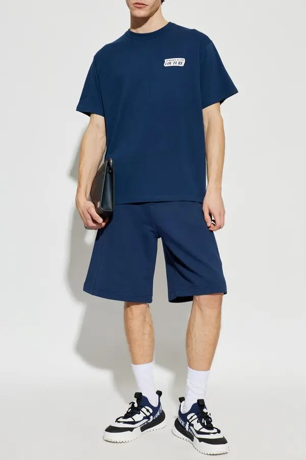 Versace T-shirt With Logo - Navy Blue