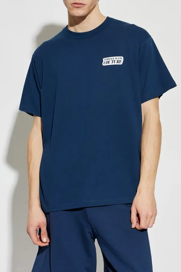 Versace T-shirt With Logo - Navy Blue