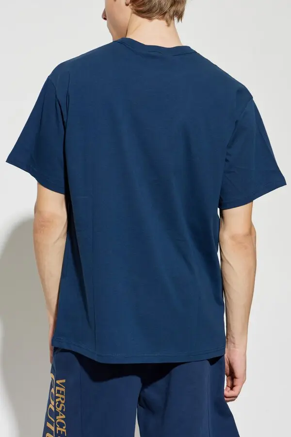 Versace T-shirt With Logo - Navy Blue