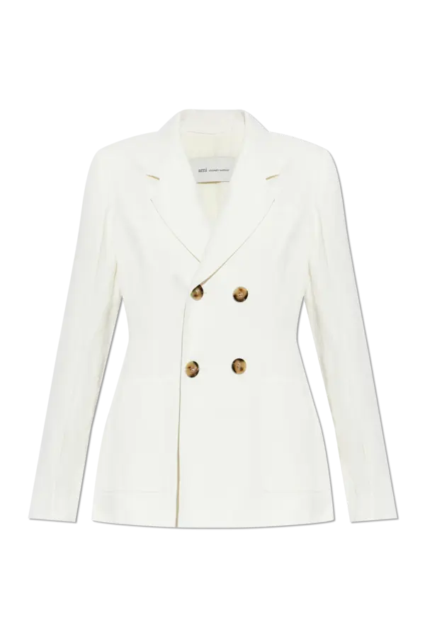 AMI Paris Double-breasted Blazer With Single Vent - Cream