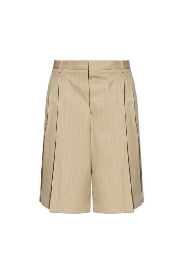 Ami Pinstripe Wool Tailored Shorts - Beige