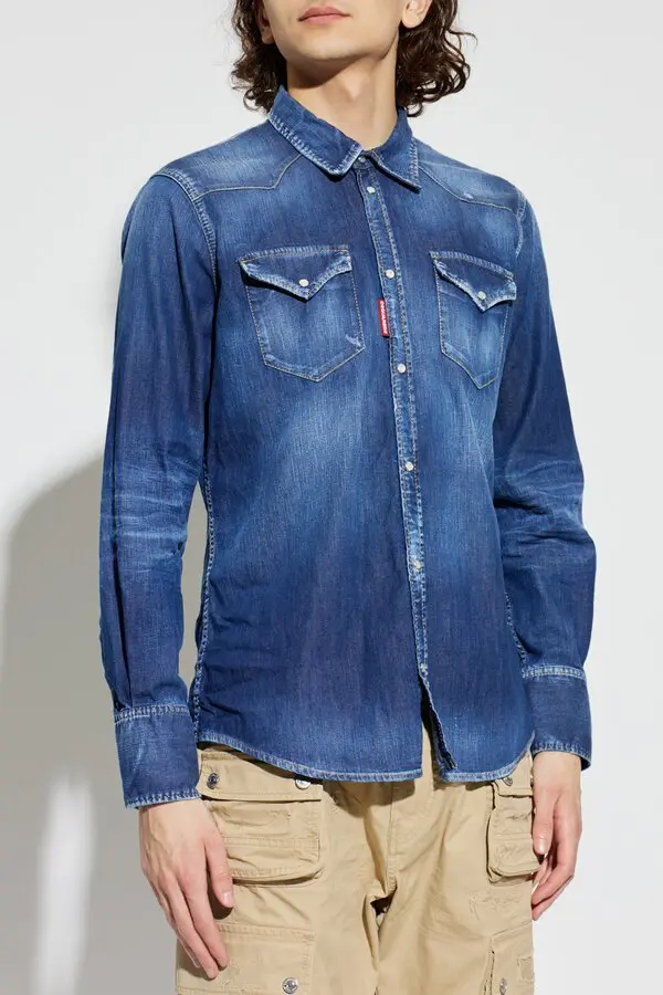 Dsquared2 Denim Shirt With Vintage Effect