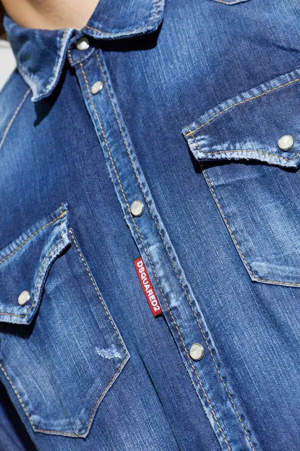 Dsquared2 Denim Shirt With Vintage Effect