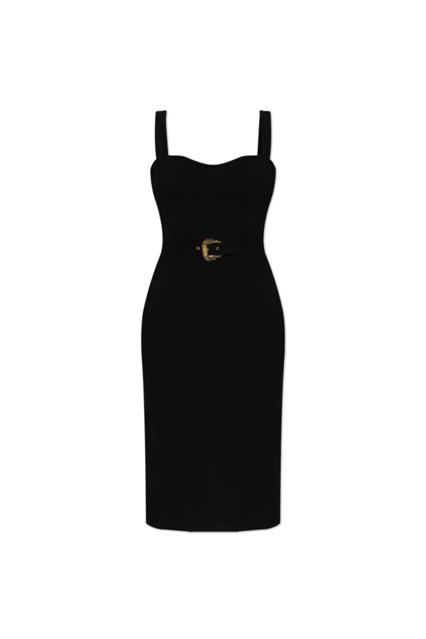 Versace Pencil Dress With Baroque Buckle - Black