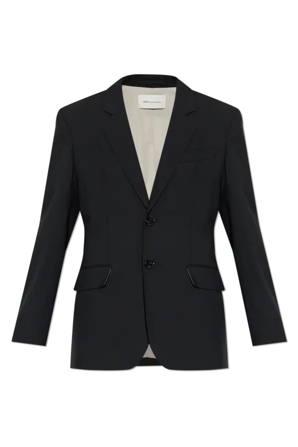 Ami Wool Blazer With Single Vent - Black