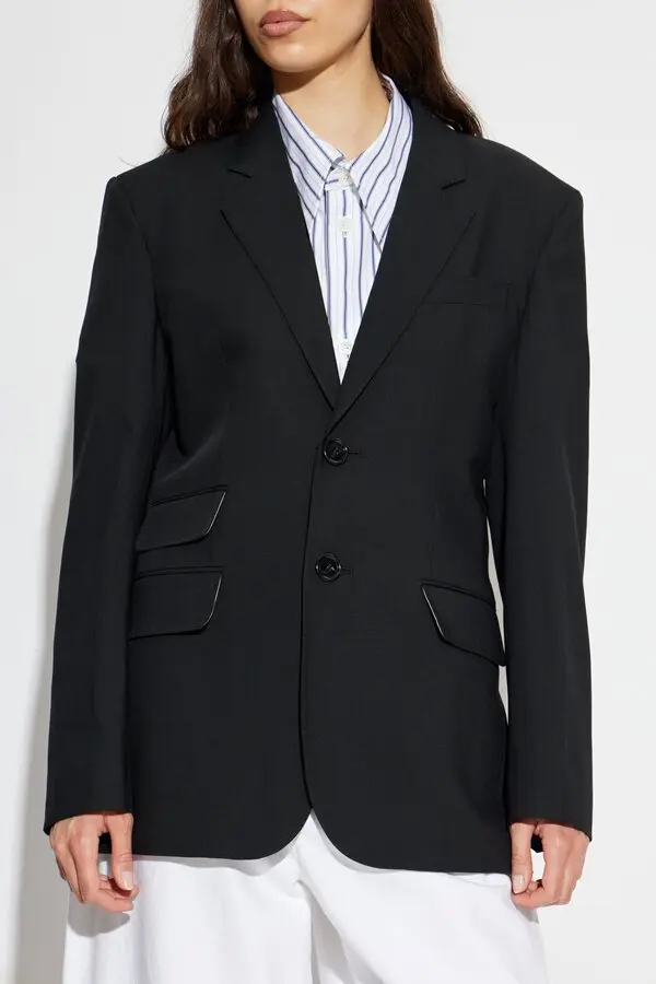 Ami Wool Blazer With Single Vent - Black