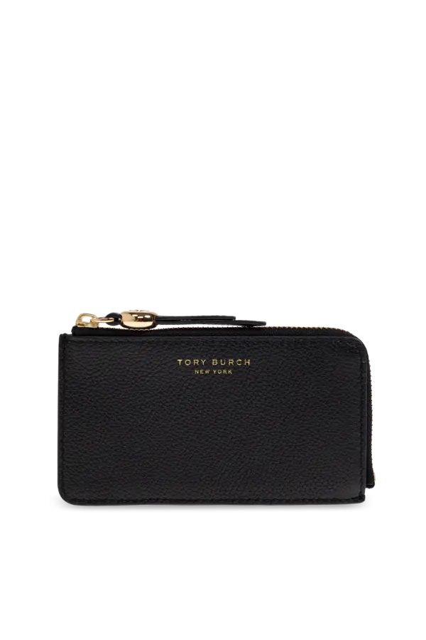 Tory Burch Leather Card Holder With Logo - Black