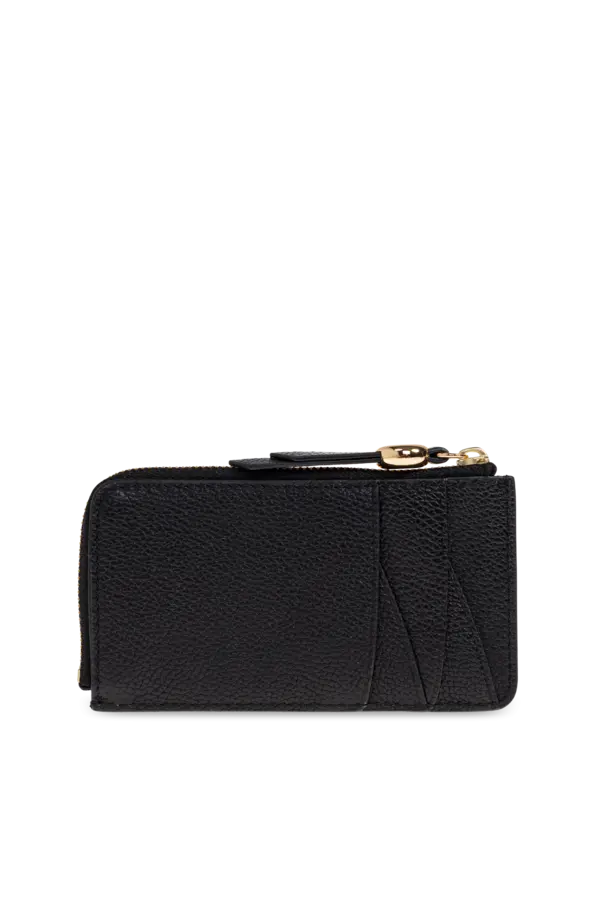 Tory Burch Leather Card Holder With Logo - Black