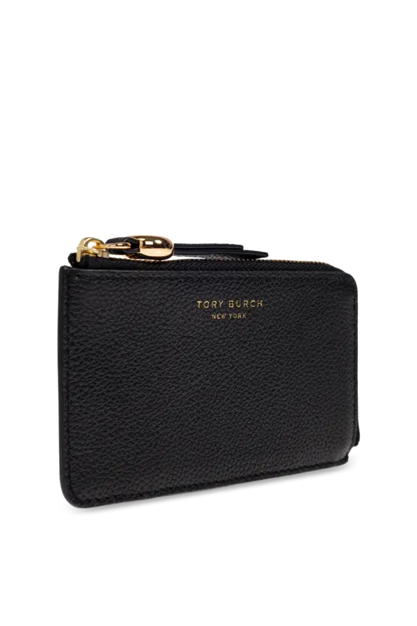 Tory Burch Leather Card Holder With Logo - Black
