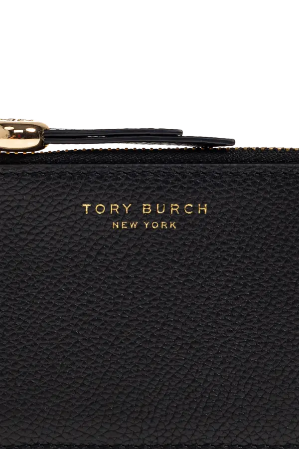 Tory Burch Leather Card Holder With Logo - Black