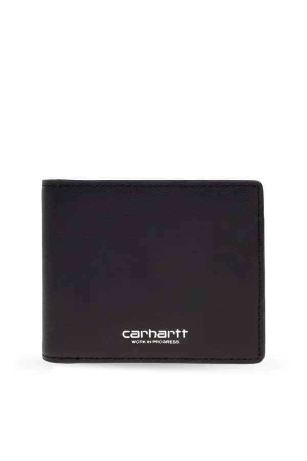 Carhartt Work In Progress Leather Wallet With Logo - Black