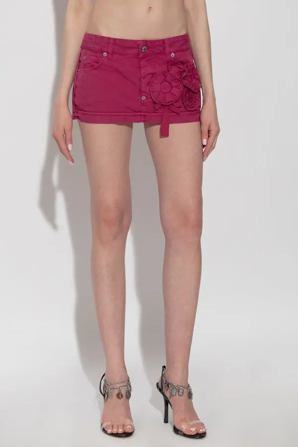 Dsquared2 Short Skirt With Appliqu