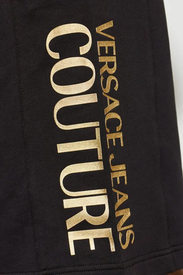 Versace Sweat Shorts With Printed Logo - Black