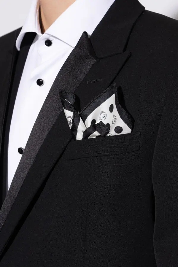 Moschino Silk Pocket Square - White