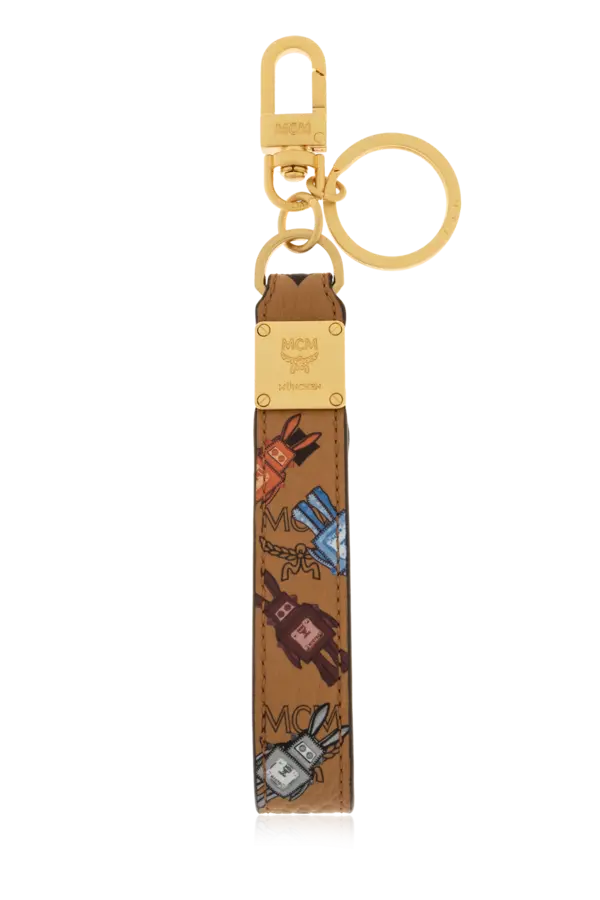 Mcm Keychain With Print - Brown