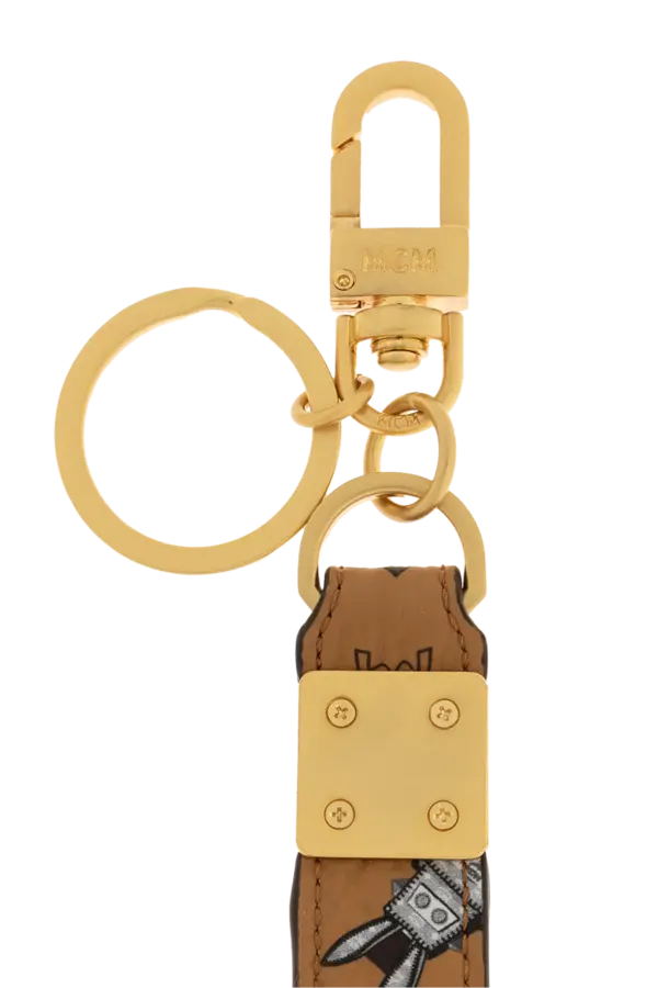 Mcm Keychain With Print - Brown