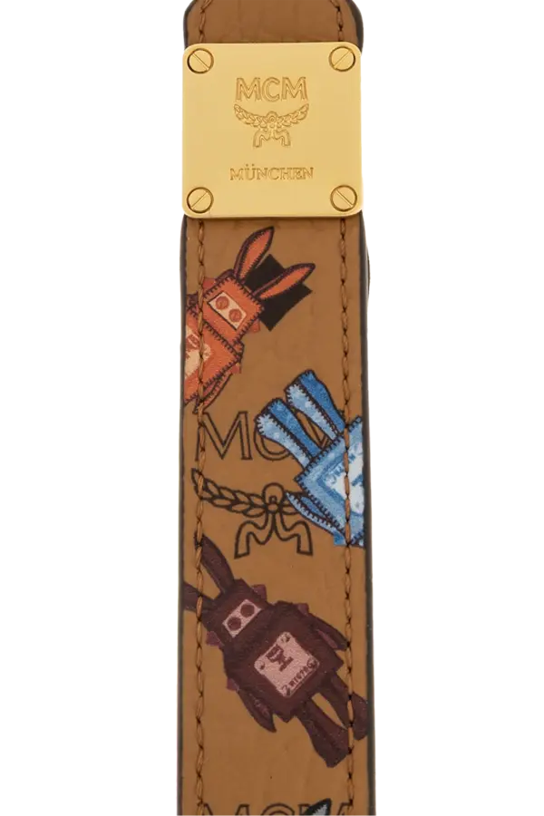 Mcm Keychain With Print - Brown
