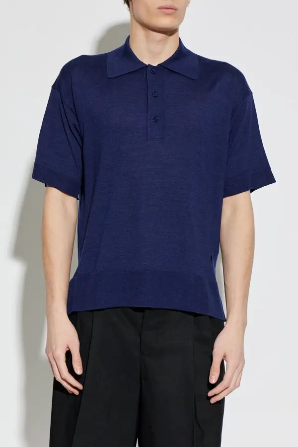 AMI Paris Wool Polo Shirt With An Asymmetric Cut
