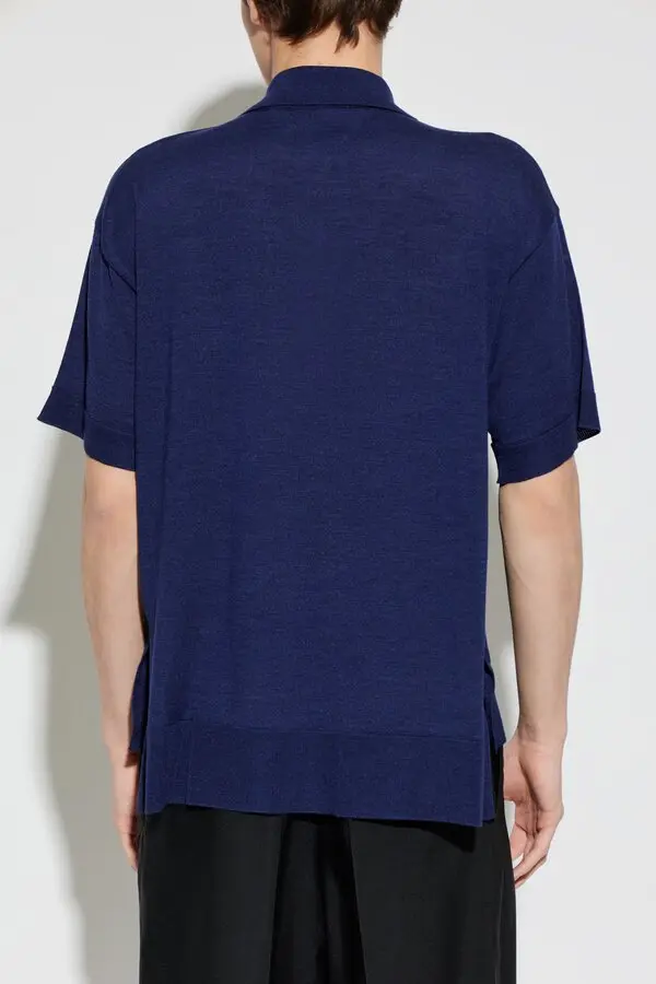 AMI Paris Wool Polo Shirt With An Asymmetric Cut