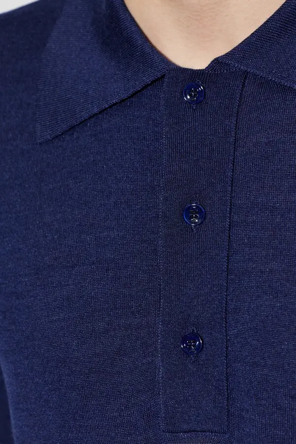 AMI Paris Wool Polo Shirt With An Asymmetric Cut