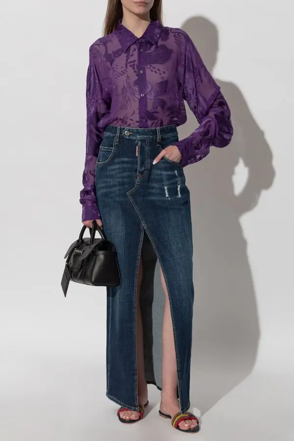 Dsquared2 Transparent Shirt With Decorative Pattern