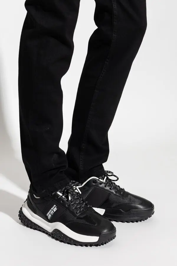 Versace Logo Printed Sneakers - Black