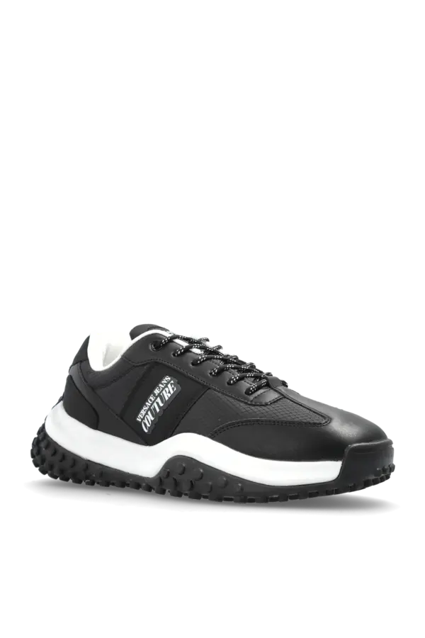 Versace Logo Printed Sneakers - Black