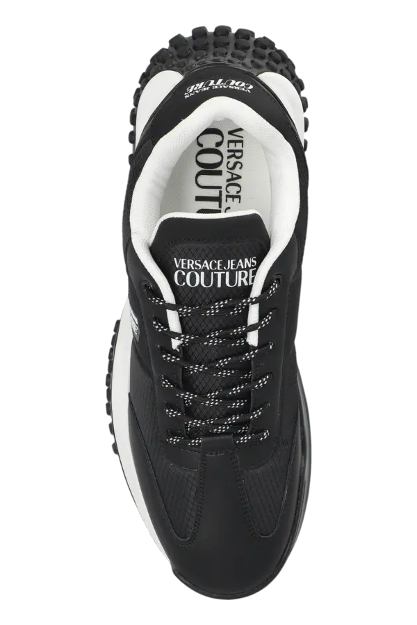 Versace Logo Printed Sneakers - Black