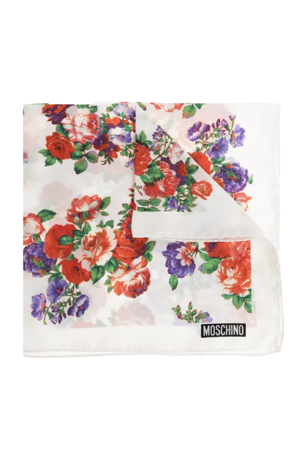 Moschino Silk Pocket Square - Cream