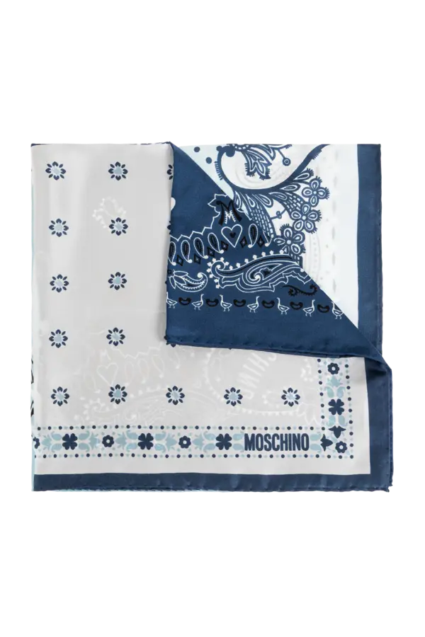 Moschino Silk Pocket Square - Blue