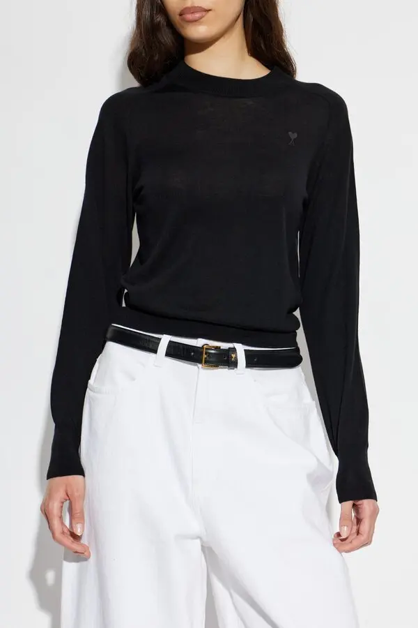Ami Wool Sweater With Embroidered Logo