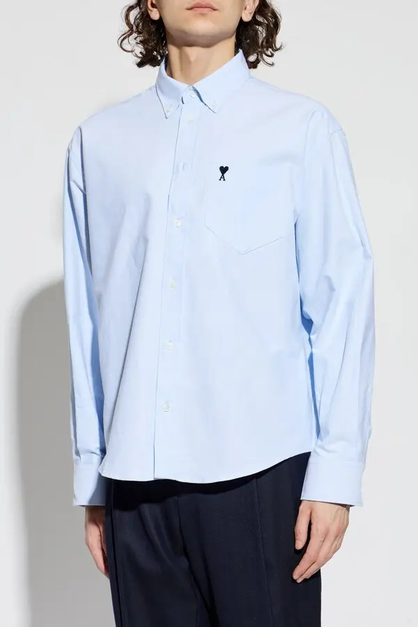 Ami Shirt With Embroidered Logo - Blue