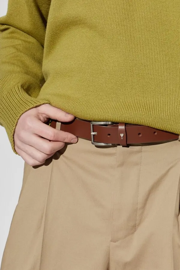 AMI Paris Wide Leather Belt