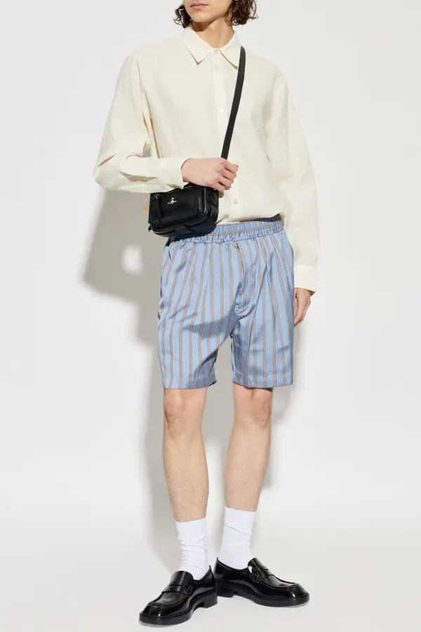 TOM FORD Striped Silk Shorts - Blue