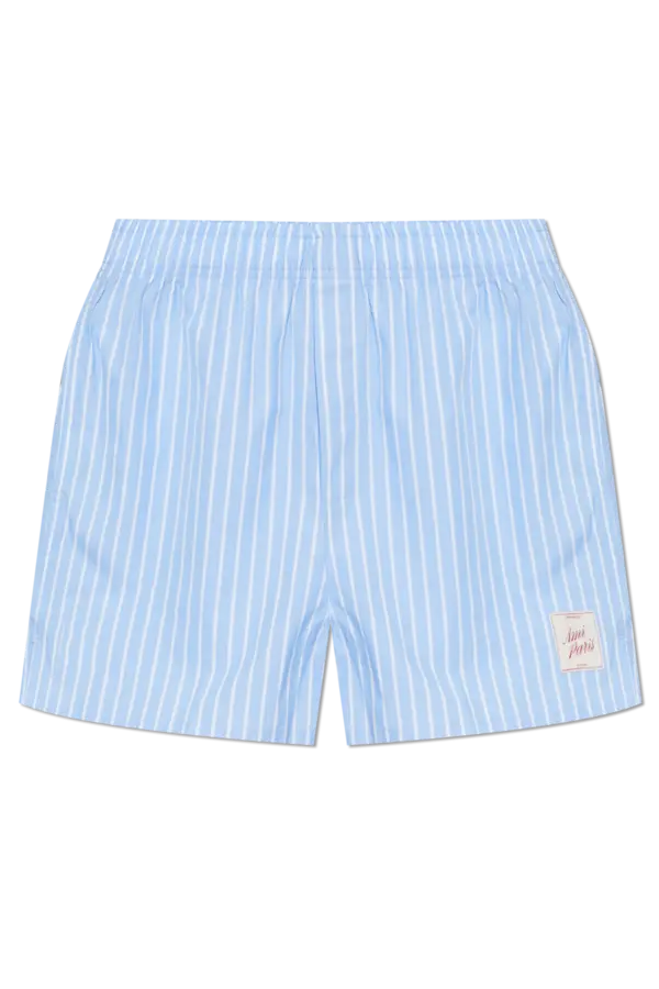 Ami Ribbed Underwear Shorts - Light Blue