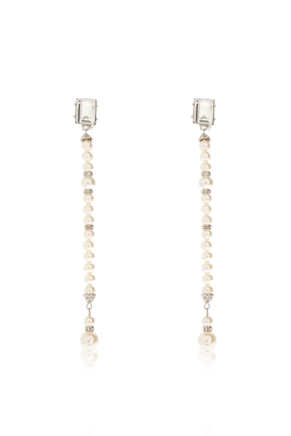 Alessandra Rich Clip-on Faux Pearl Drop Earrings - Cream