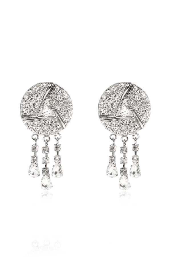 Alessandra Rich Crystal Clip-on Earrings - Silver